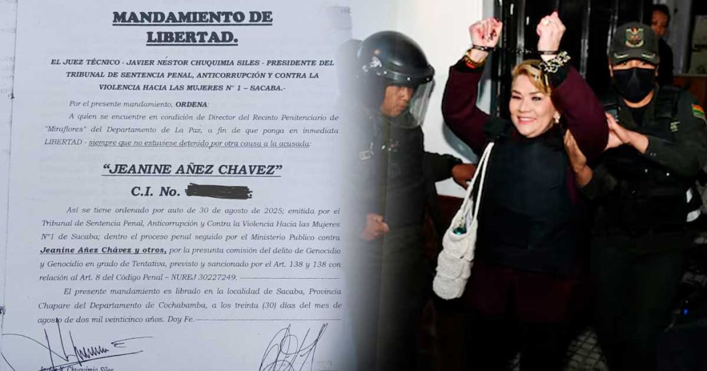 Juez de Sacaba emite mandamiento de libertad para Añez